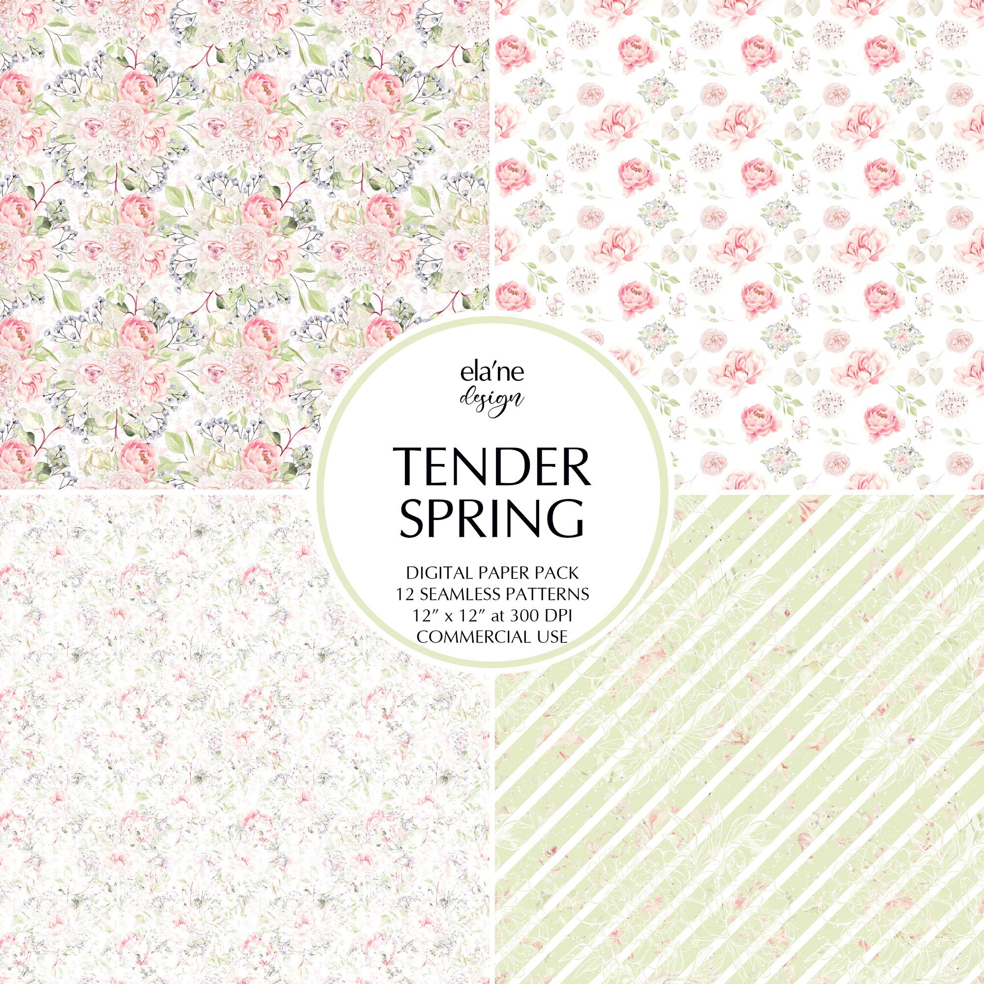 Floral Digital Paper Flower Seamless Pattern Wedding Digital | Etsy