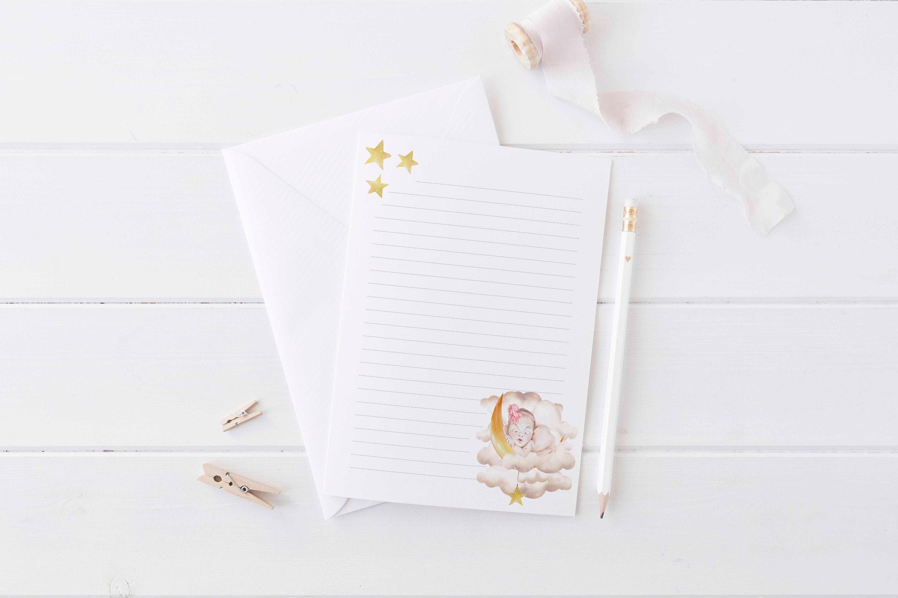 Baby Girl Stationery, Printable Stationery for Kids, Baby Journal ...