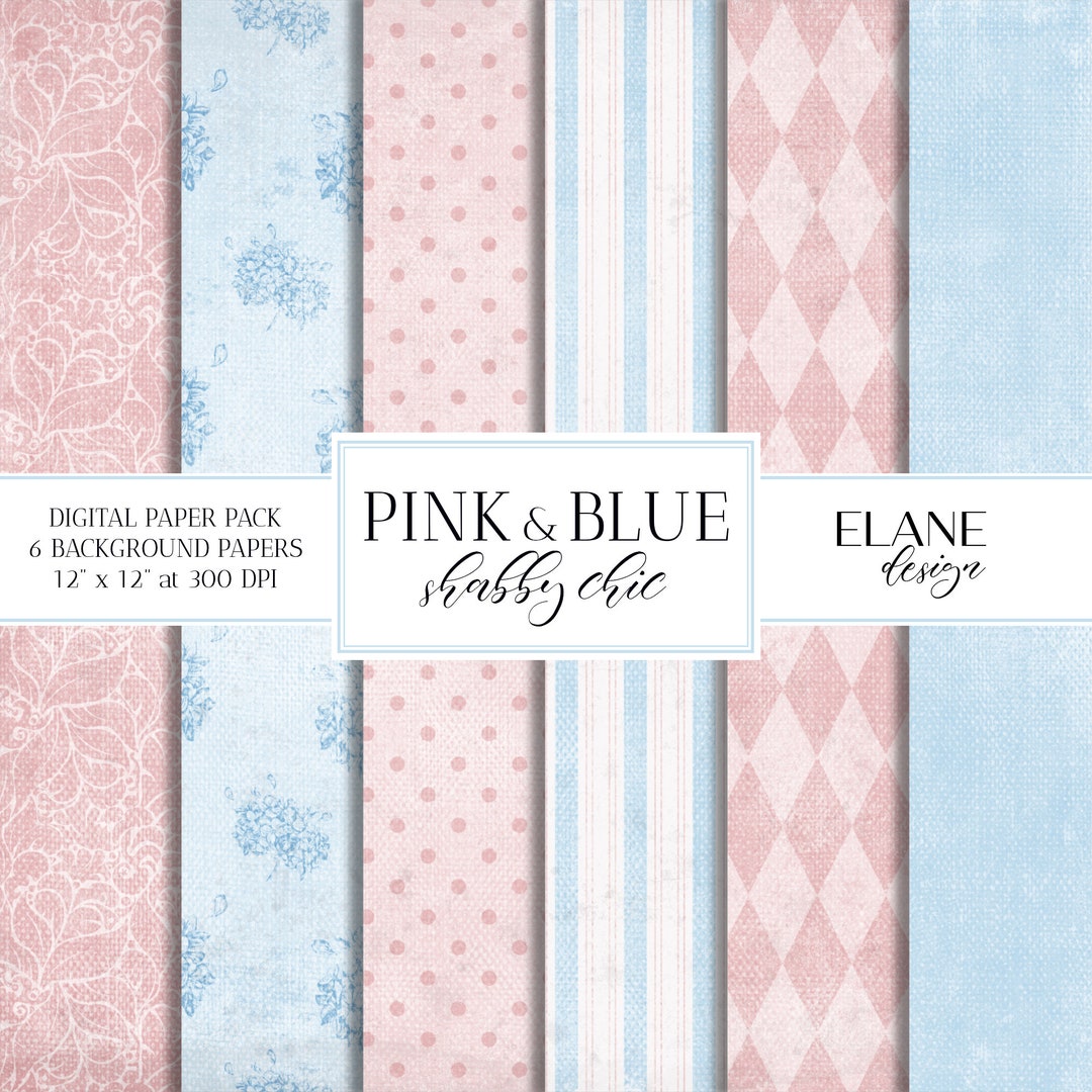 Pastel Digital Paper, Shabby Chic Scrapbook Paper, Blue and Pink ...