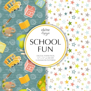 School Digital Paper, School Seamless File, Alphabet Pattern, School ...