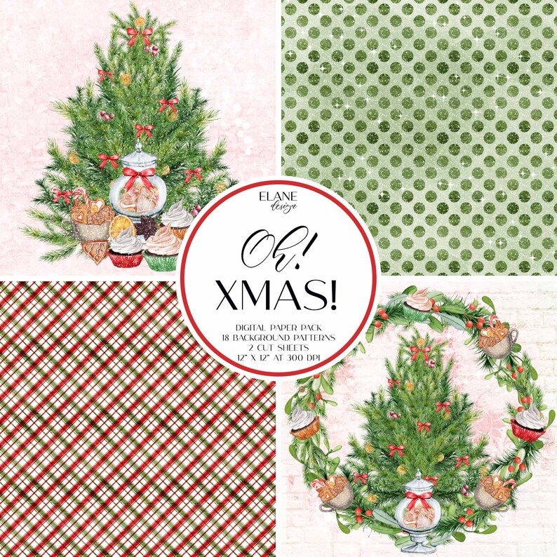 Christmas Digital Paper, Winter Digital Files, Holiday Scrapbooking ...