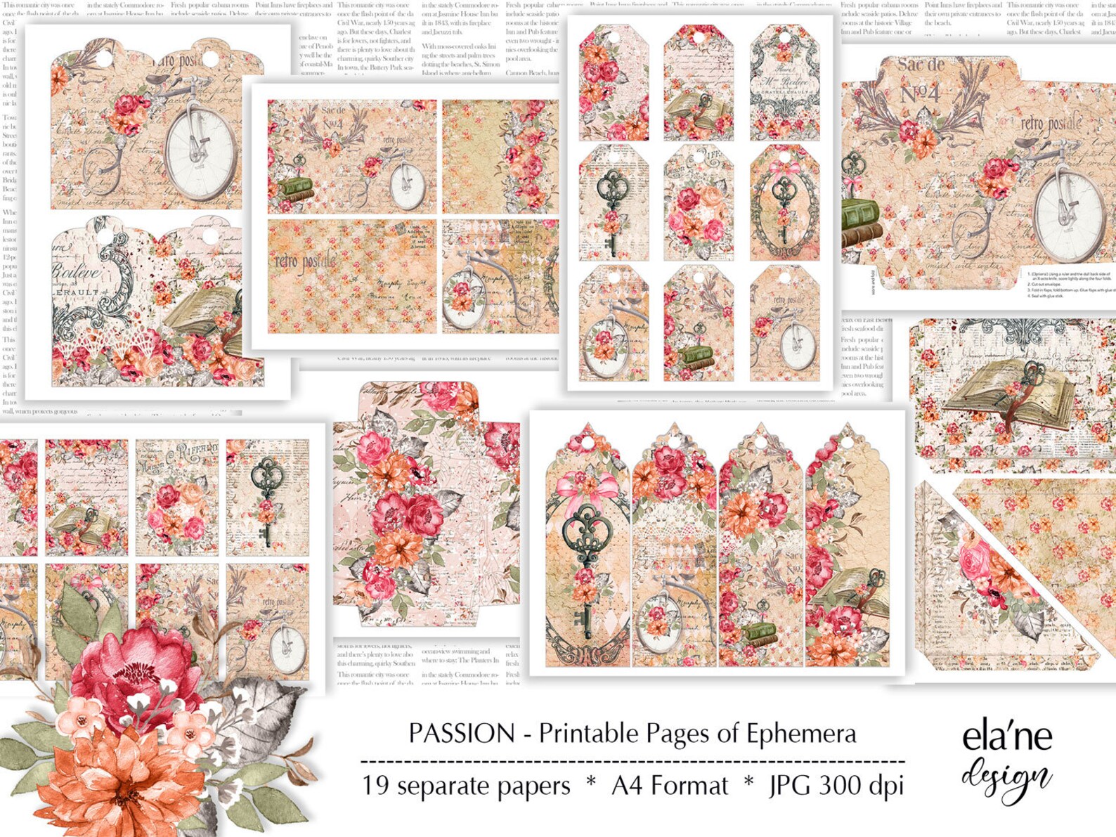 Printable Ephemera Pack Junk Journal Embellishments Vintage | Etsy