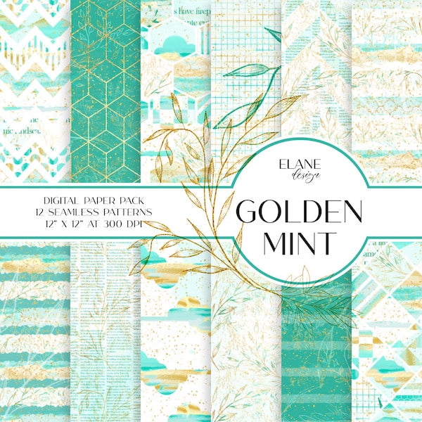 Mint Gold Wallpaper - Etsy