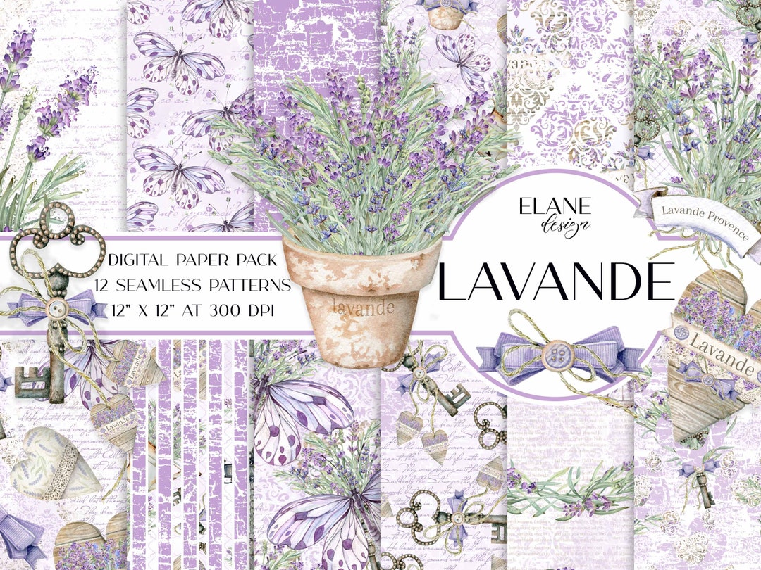 Lavender Digital Paper Purple Floral Seamless File Provence - Etsy