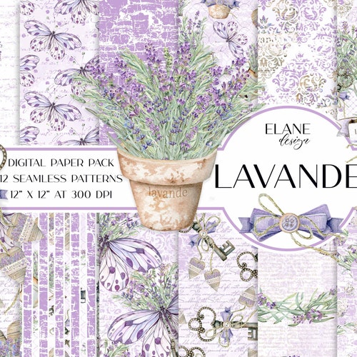 Lavender Digital Paper Purple Floral Seamless File Provence - Etsy