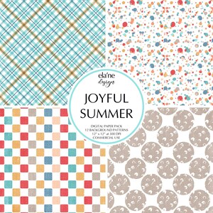 Summer Digital Paper, Textured Paper, Blue and Yellow Background, Polka ...