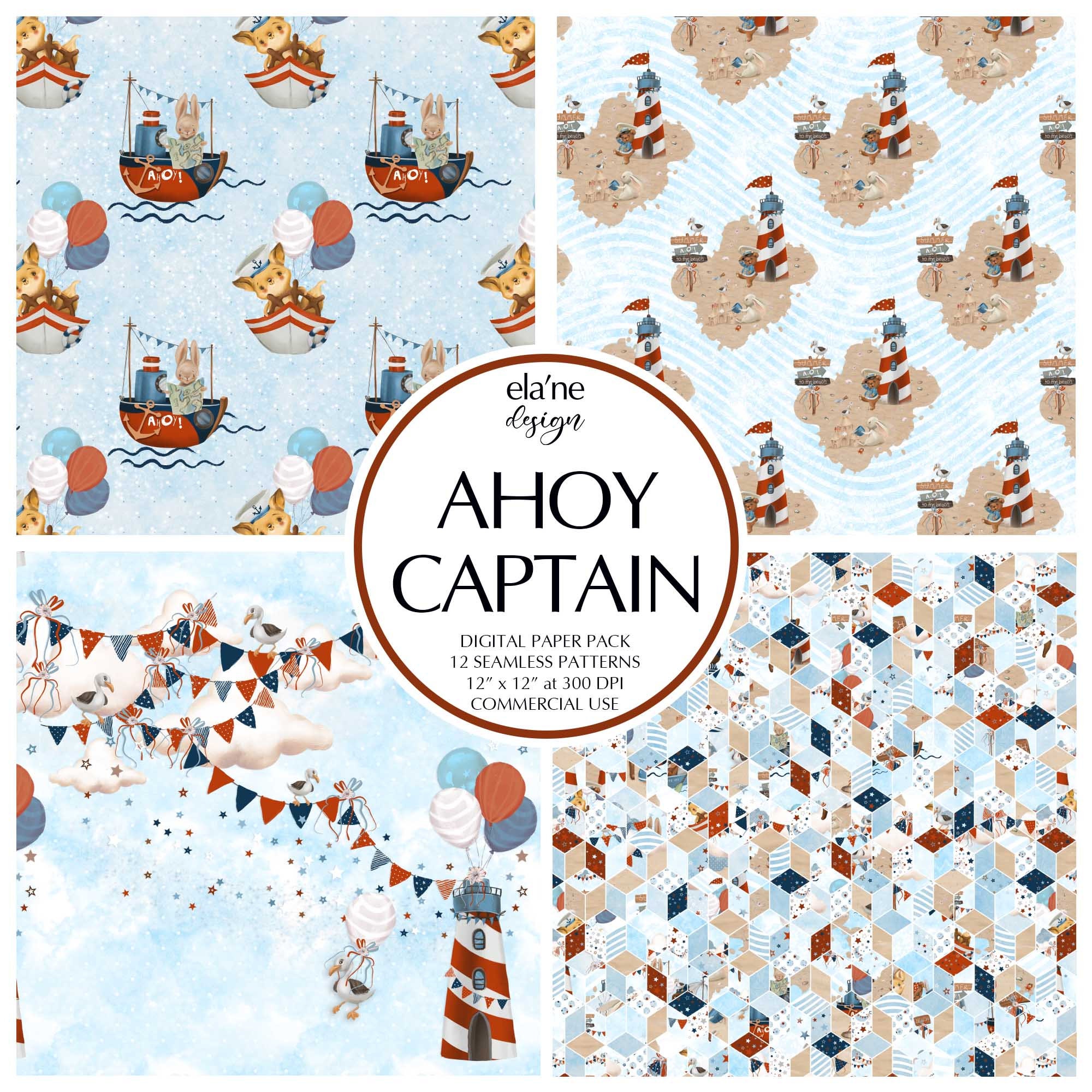 Sea Digital Paper, Beach Seamless File, Nautical Digital Paper, Sea ...