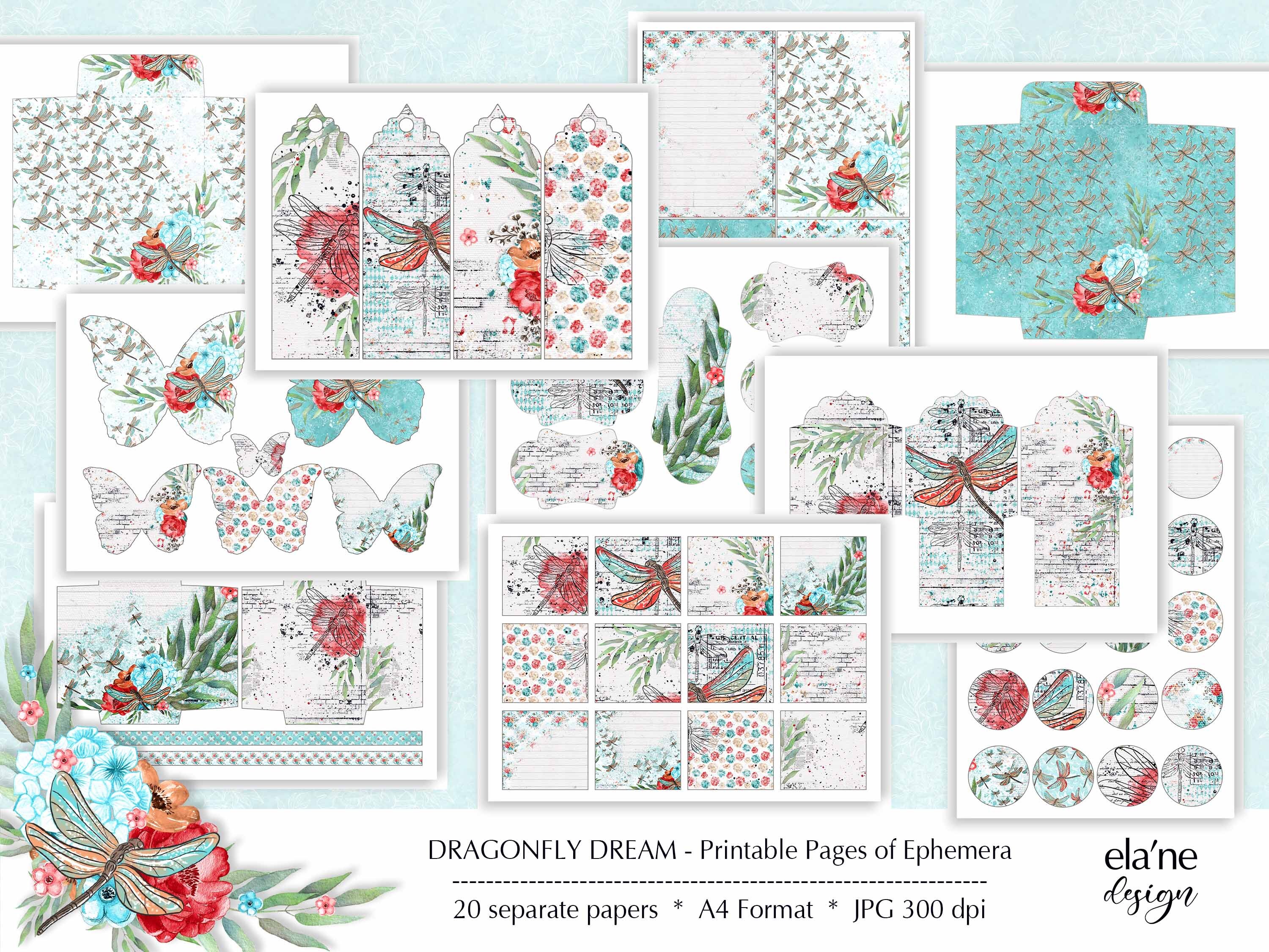 Dragonfly Ephemera Printable Dragonfly Journal Dragonfly - Etsy