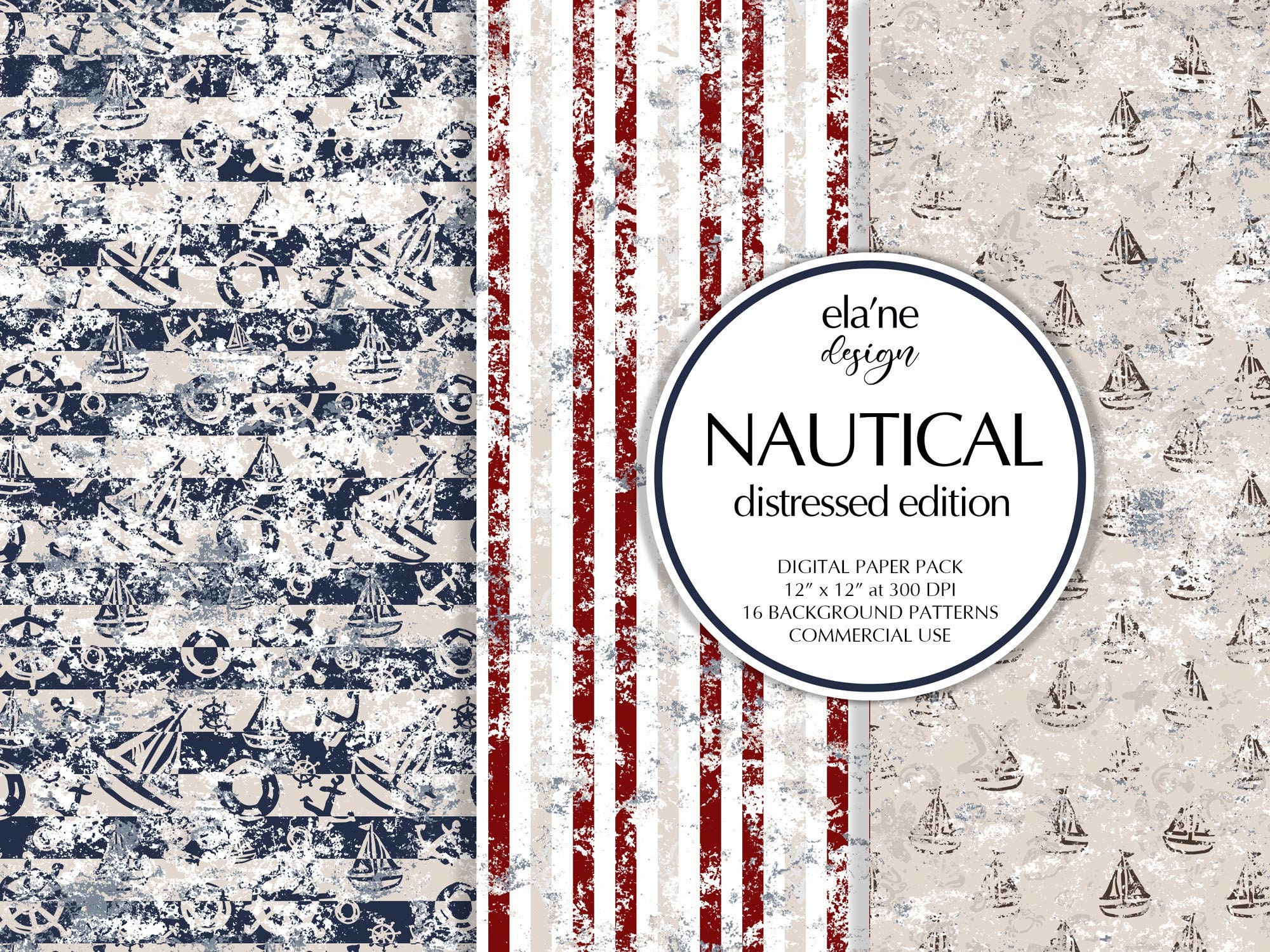 Nautical Digital Paper Distressed Paper Nautical Junk | Etsy