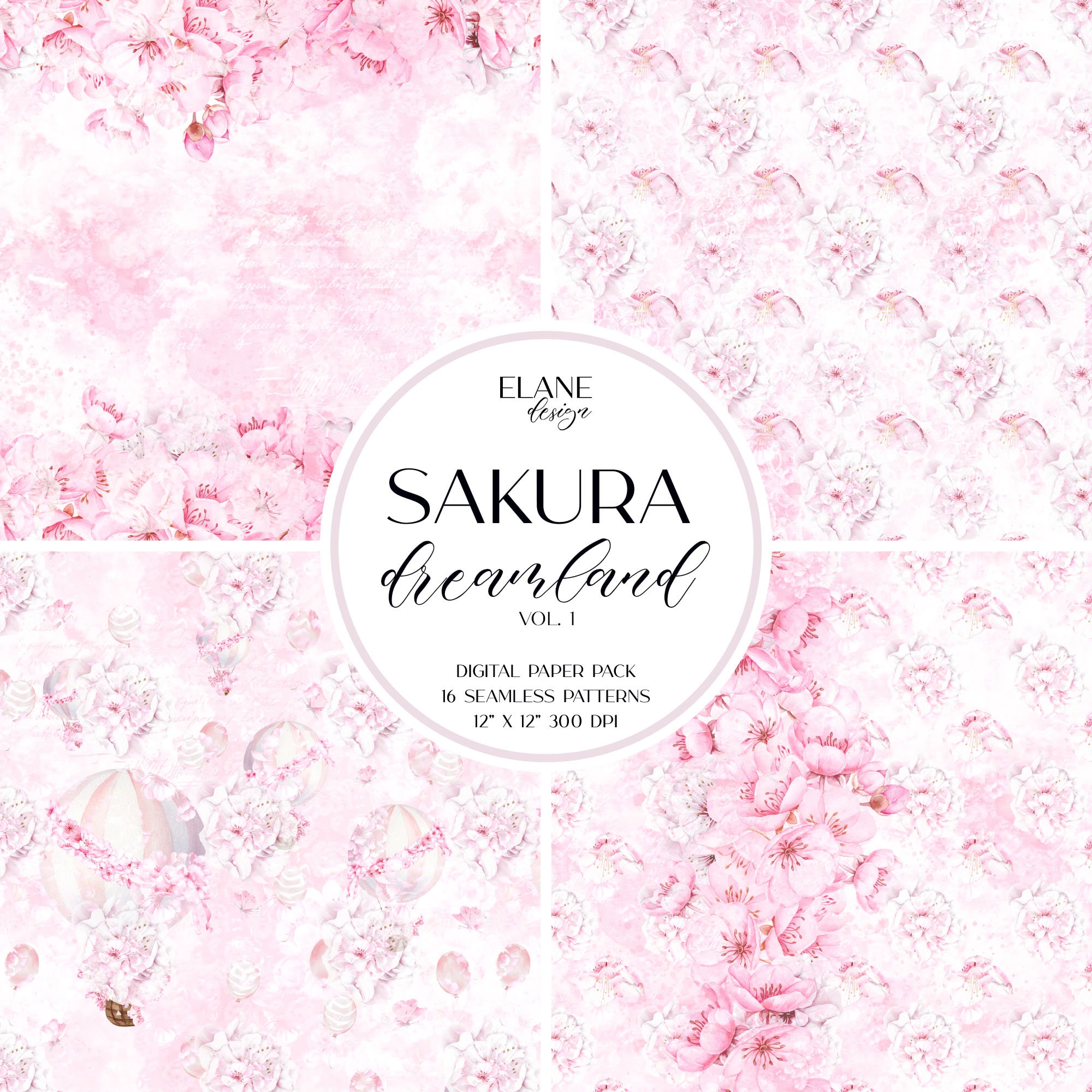 Cherry Blossom Digital Paper, Sakura Bloom Design, Pink Floral Seamless ...