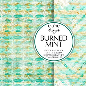 Mint Digital Paper, Gold Glitter Seamless, Gold Foil Background, Green ...