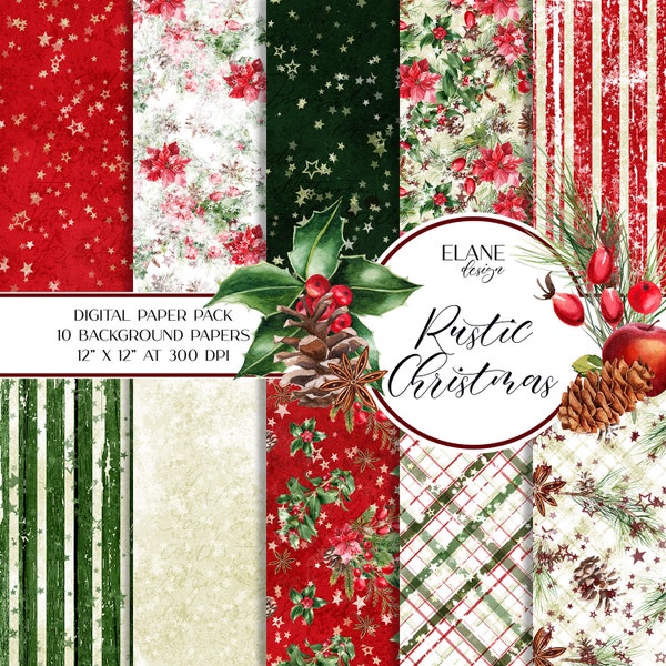 Christmas Digital Paper - Etsy