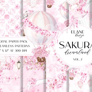 Cherry Blossom Digital Paper Sakura Bloom Design Hot Air - Etsy