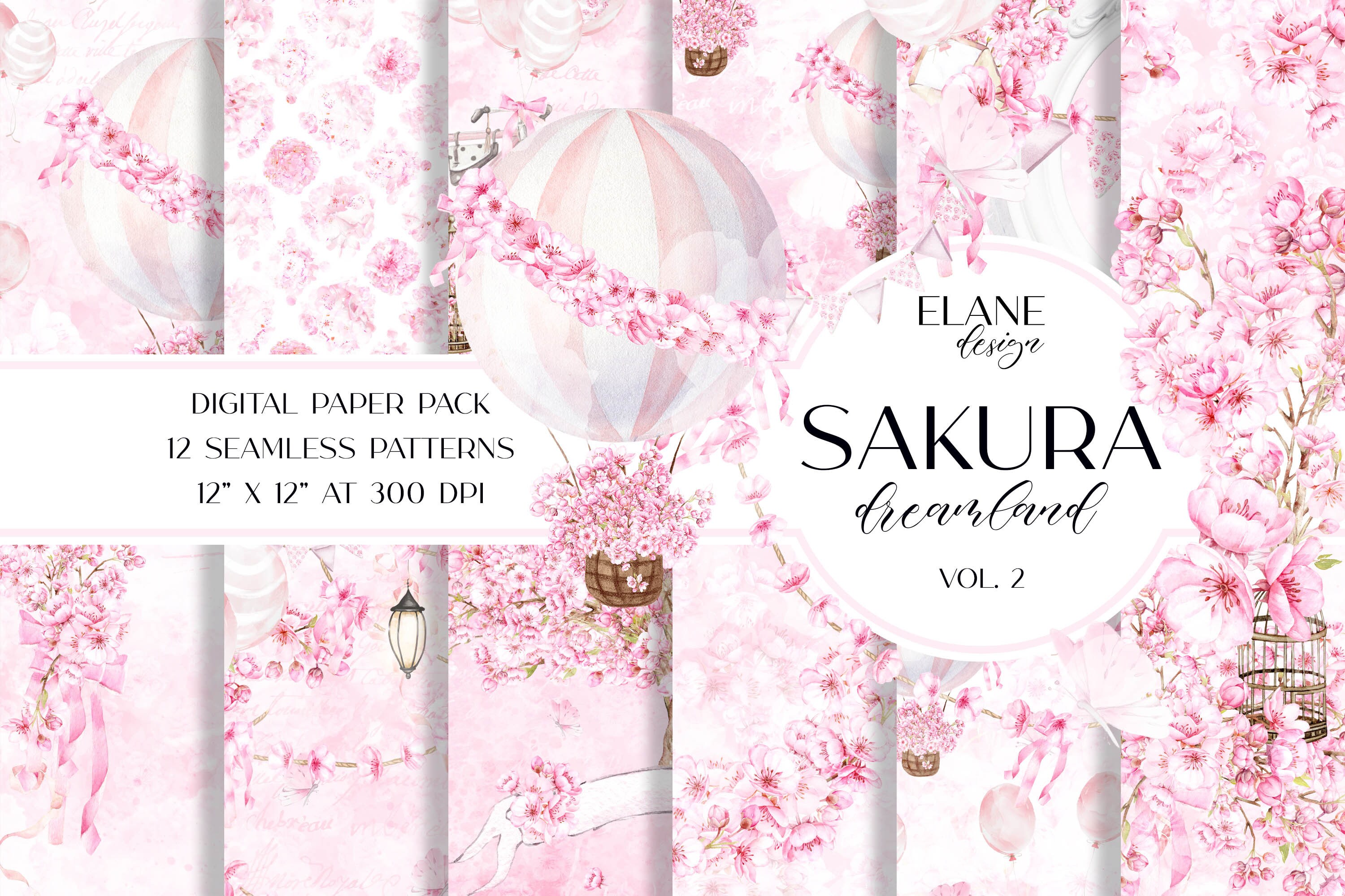 Cherry Blossom Digital Paper Sakura Bloom Design Hot Air - Etsy