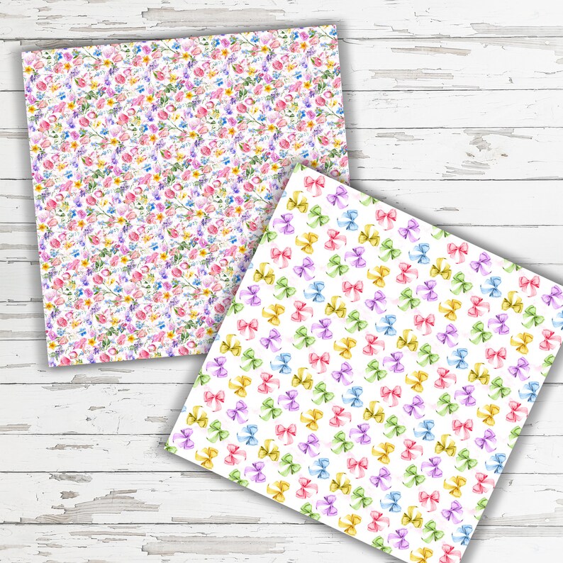 Spring Scrapbook Paper, Watercolor Spring Flowers, Tulips Digital Paper ...