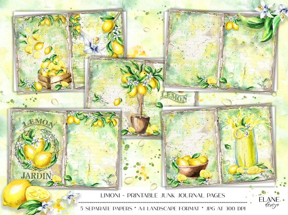Lemon Junk Journal Journal Printable Pages Lemon Digital - Etsy