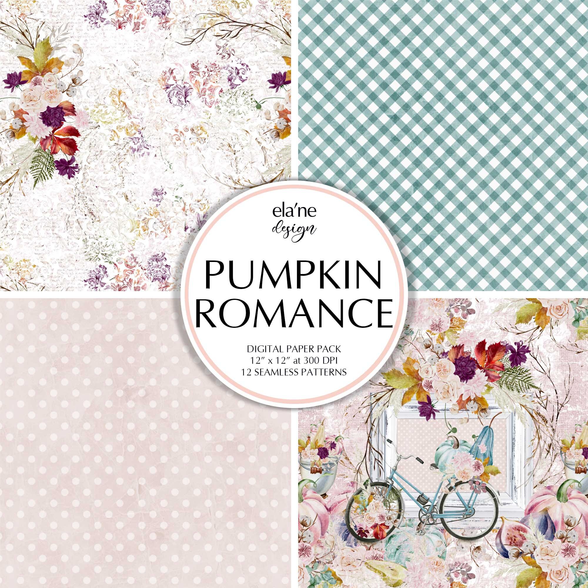 Fall Floral Digital Paper Autumn Design Pumpkin Seamless | Etsy