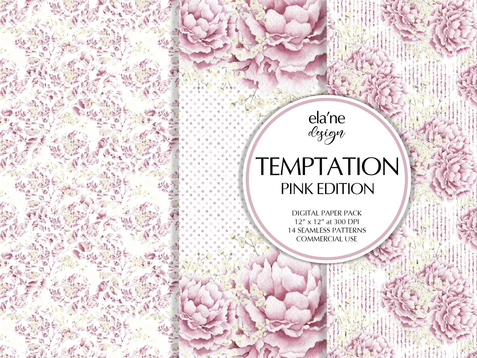 Wedding Digital Paper Seamless Flower Pattern Blush Floral - Etsy