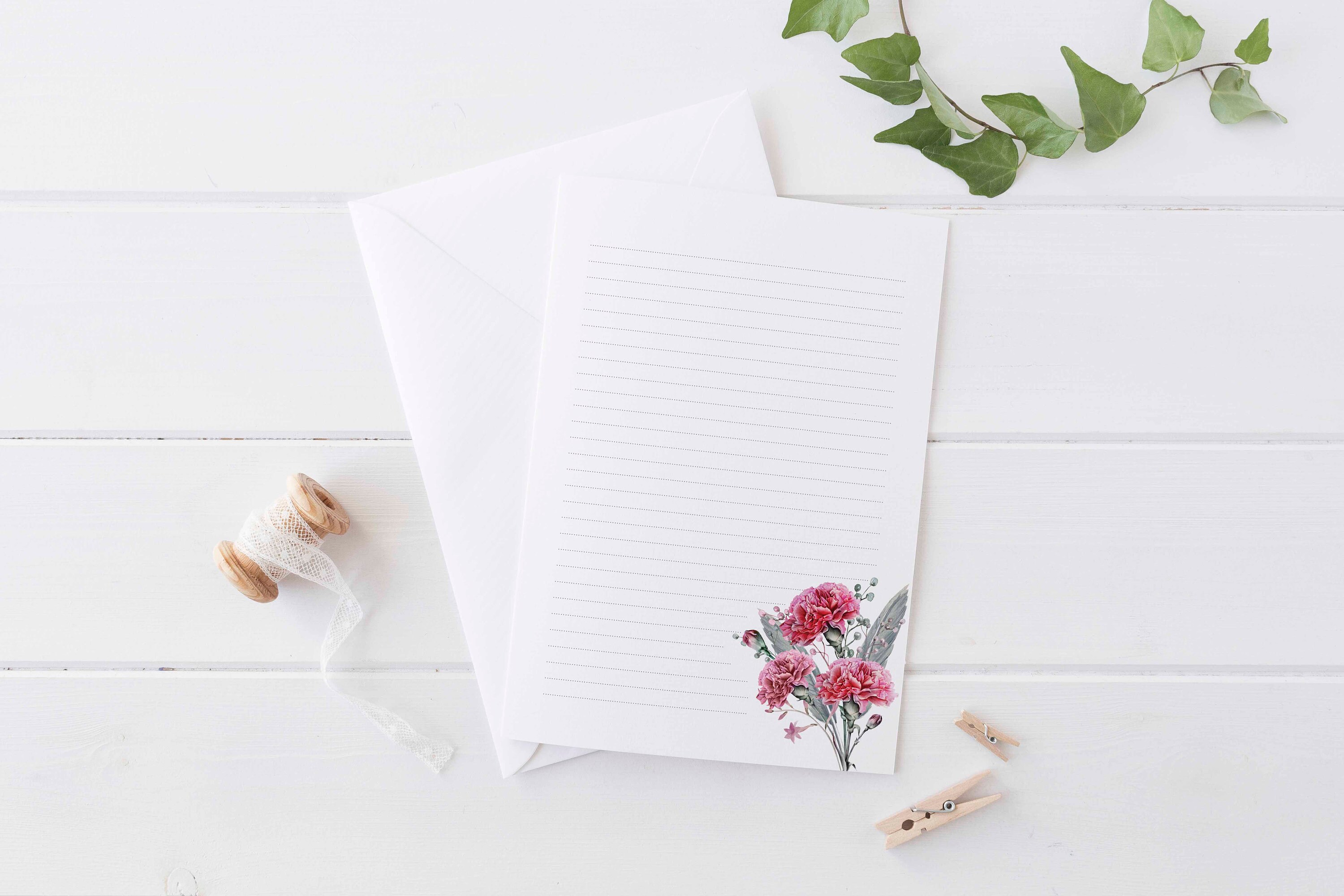 Printable Stationery Paper, Floral Writing Paper, Digital Stationery ...