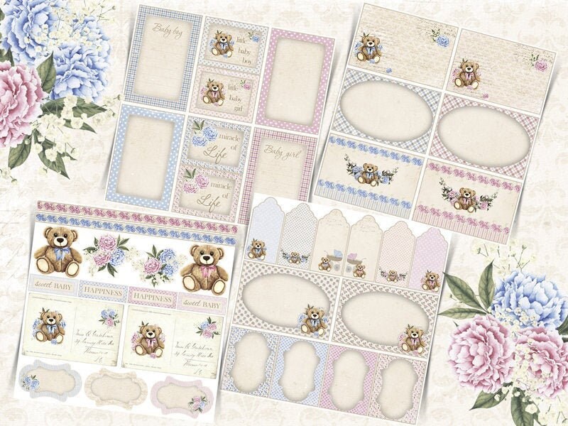 Baby Scrapbook Paper, Scrapbook Insert, Printable Baby Cards, Printable ...