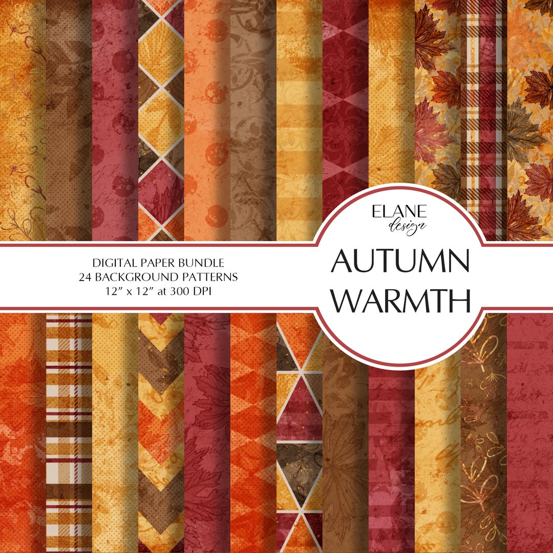 Fall Digital Paper, Autumn Scrapbook Paper, Fall Leaves Pattern, Autumn ...
