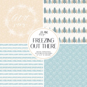 Winter Digital Paper, Snowflake Seamless File, Winter Scrapbook Kit ...