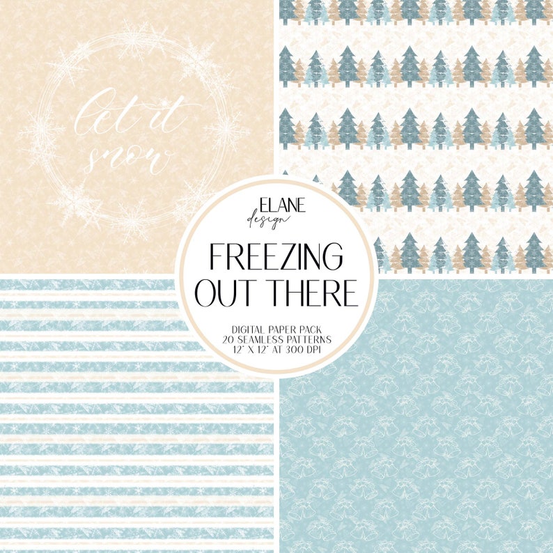 Winter Digital Paper, Snowflake Seamless File, Winter Scrapbook Kit ...