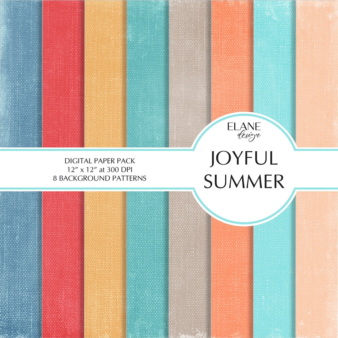 Summer Digital Paper, Textured Paper, Blue and Yellow Background ...