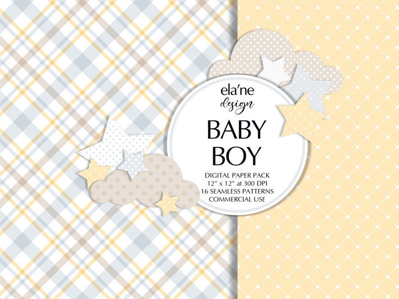 Baby Boy Digital Paper Baby Scrapbook Paper Nursery Pattern - Etsy