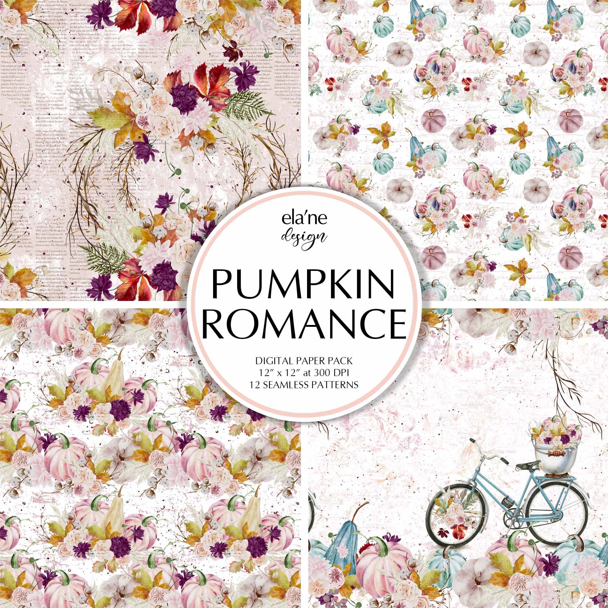 Fall Floral Digital Paper Autumn Design Pumpkin Seamless - Etsy