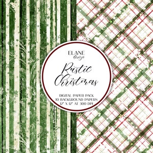 Rustic Christmas Digital Paper, Printable Scrapbook Paper, Christmas ...
