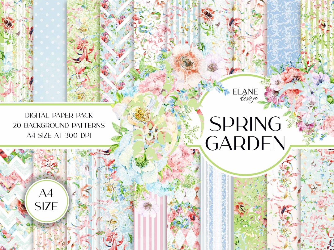 Spring Floral Digital Paper, Printable Junk Journal Paper, Watercolor ...