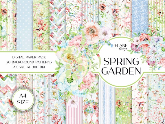 Spring Floral Digital Paper Printable Junk Journal Paper | Etsy
