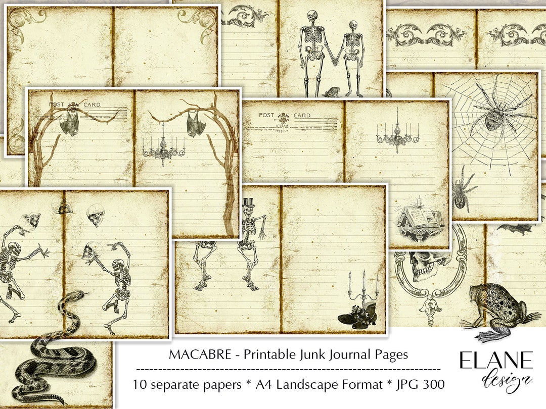 Halloween Junk Journal Printable Pages, Vintage Halloween Digital Paper ...