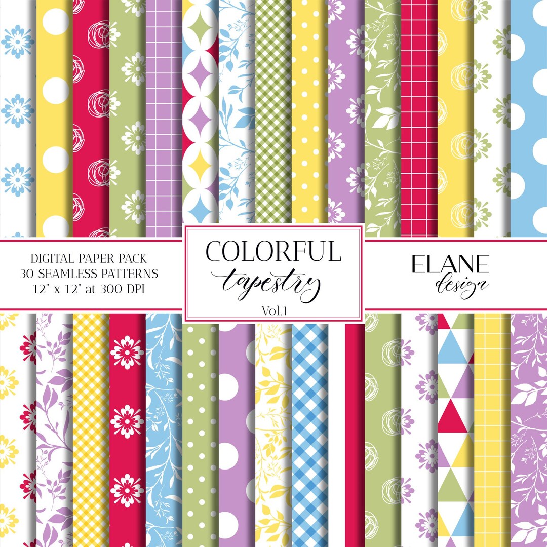 Bright Colors Digital Paper, Spring Seamless Pattern, Kids Birthday ...