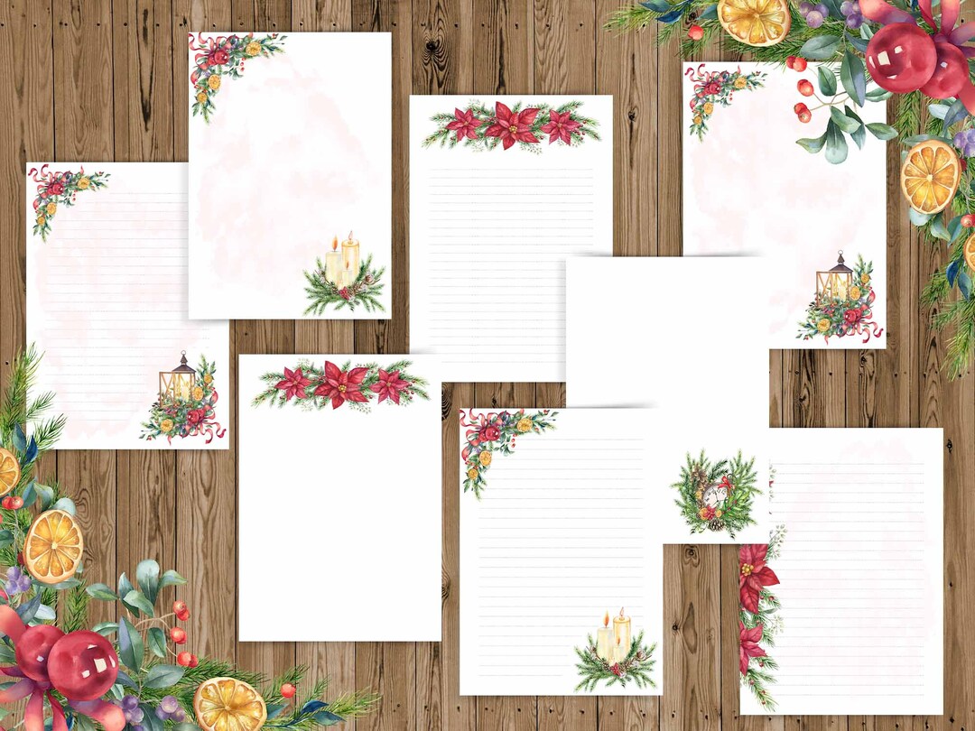 Christmas Printable Stationery Paper, Christmas Writing Paper, Letter ...