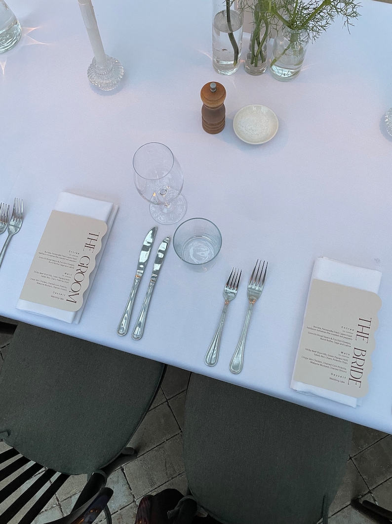 Custom Wave Menu, Scallop Wedding Placecard, Neutral Design - Etsy