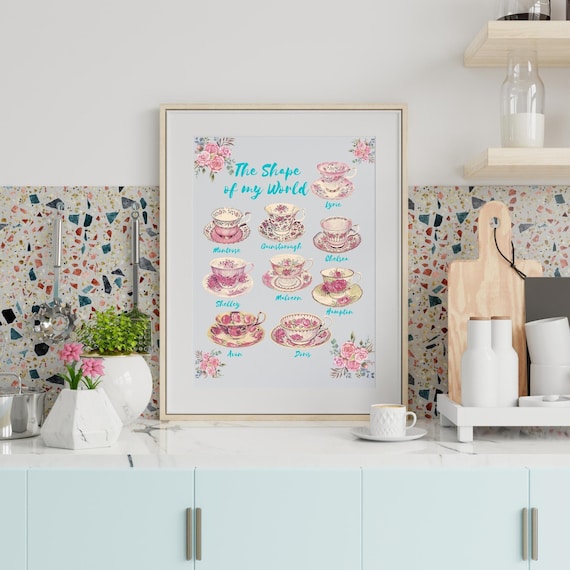 Vintage Teacup Shapes Digital Print Poster Instant Download - Etsy