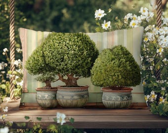 French Topiary Outdoor Pillows - French Country Style Decorative ...