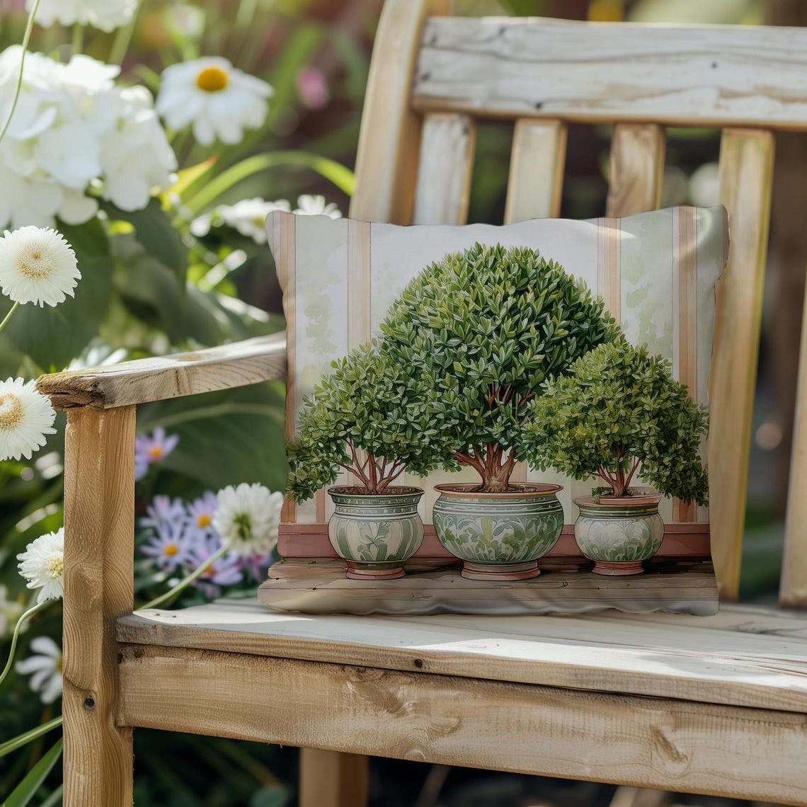 French Topiary Outdoor Pillows - French Country Style Decorative ...