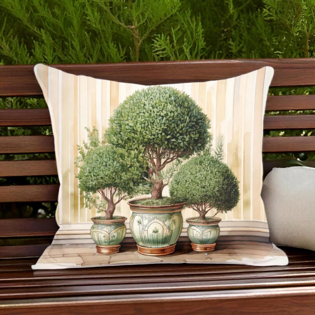 Topiary Outdoor Pillows, Waterproof Patio Cushion, Botanical Garden ...