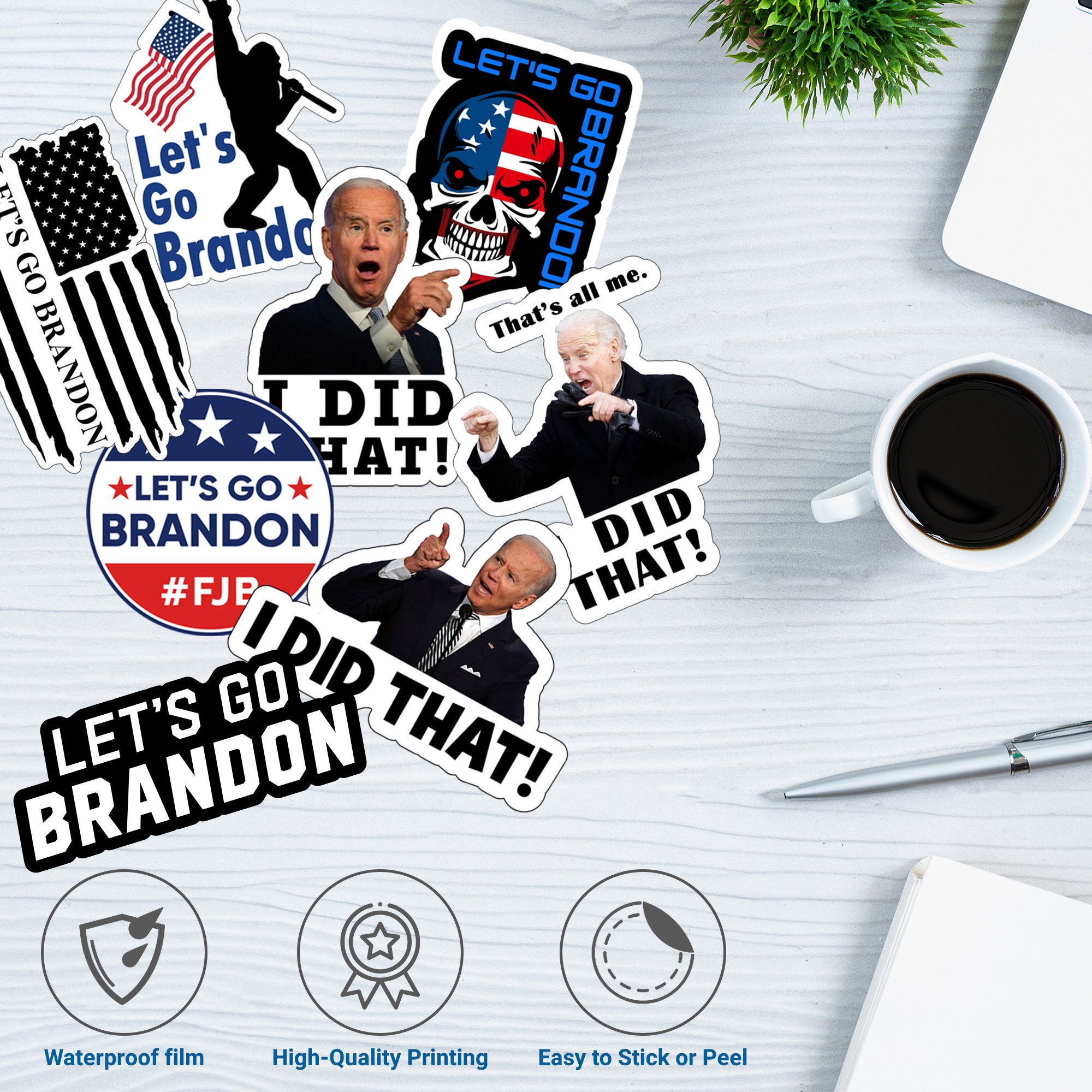 Let's Go Brandon Stickers 100pc, Funny I Did That, Biden, Harris, FJB ...