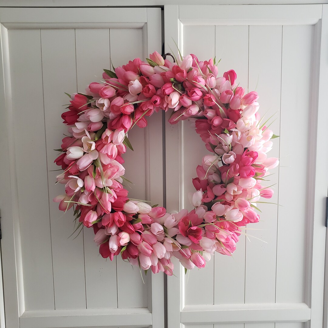 Tulip Wreath, Spring Tulip Wreath, Mother's Day Wreath, Bridal Shower ...