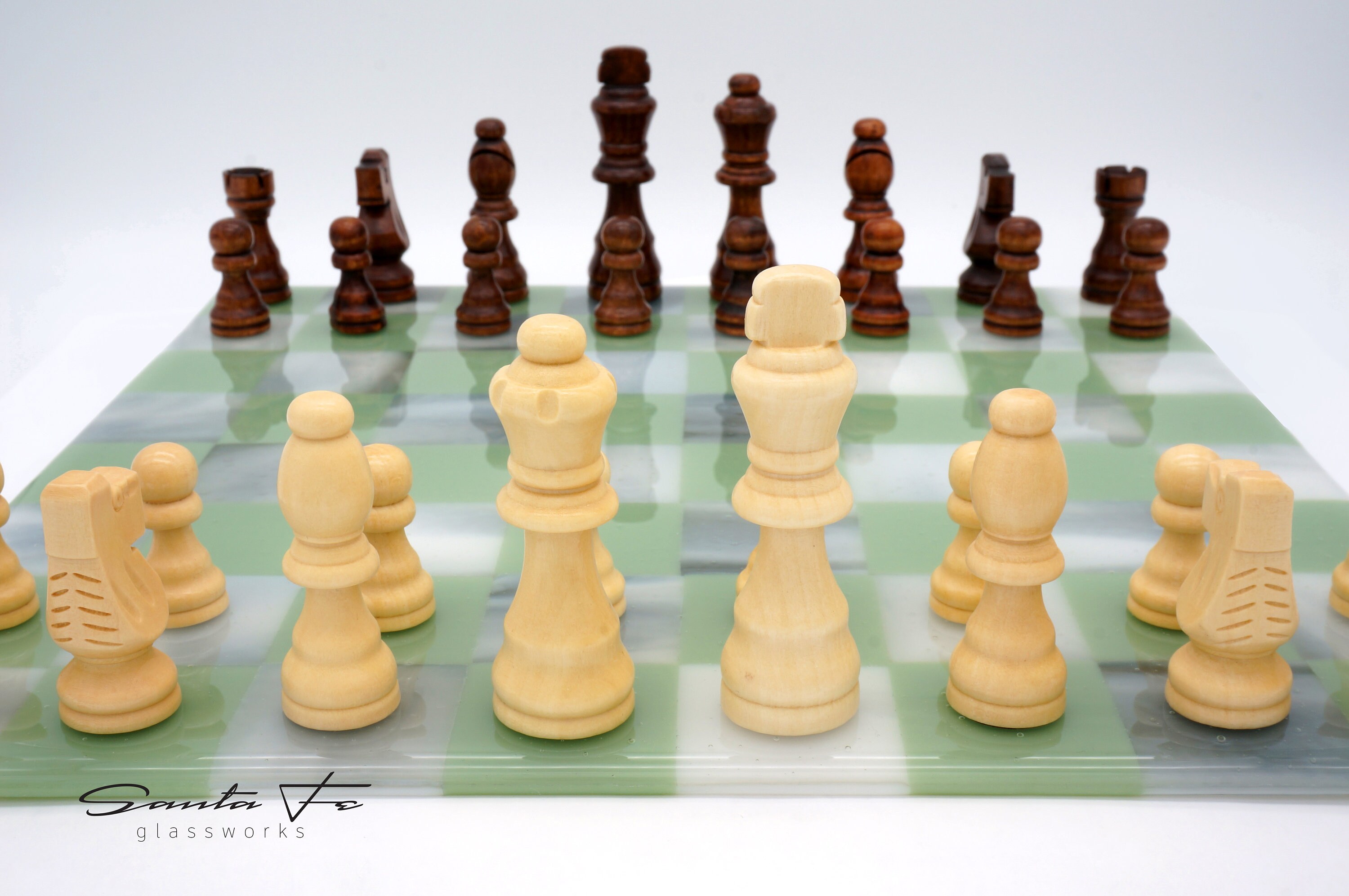 Chess Board of Fused Glass Chess Set Teal Green and Marble | Etsy