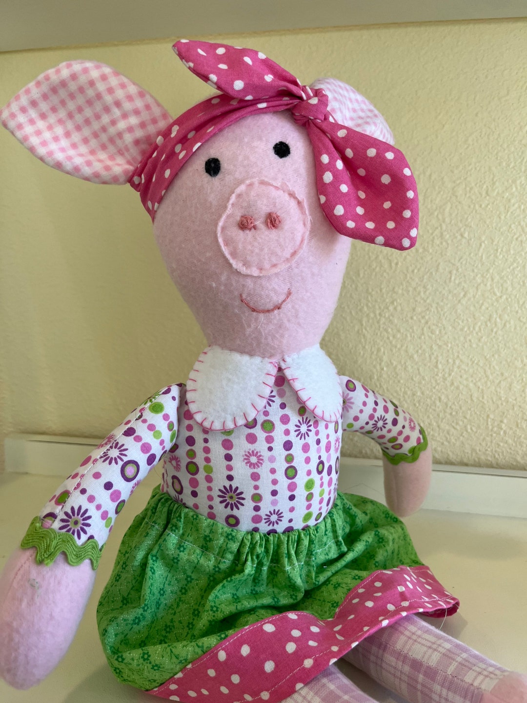 Soft Pig Doll Rag Doll Stuffed Pig Fleece and Fabric - Etsy