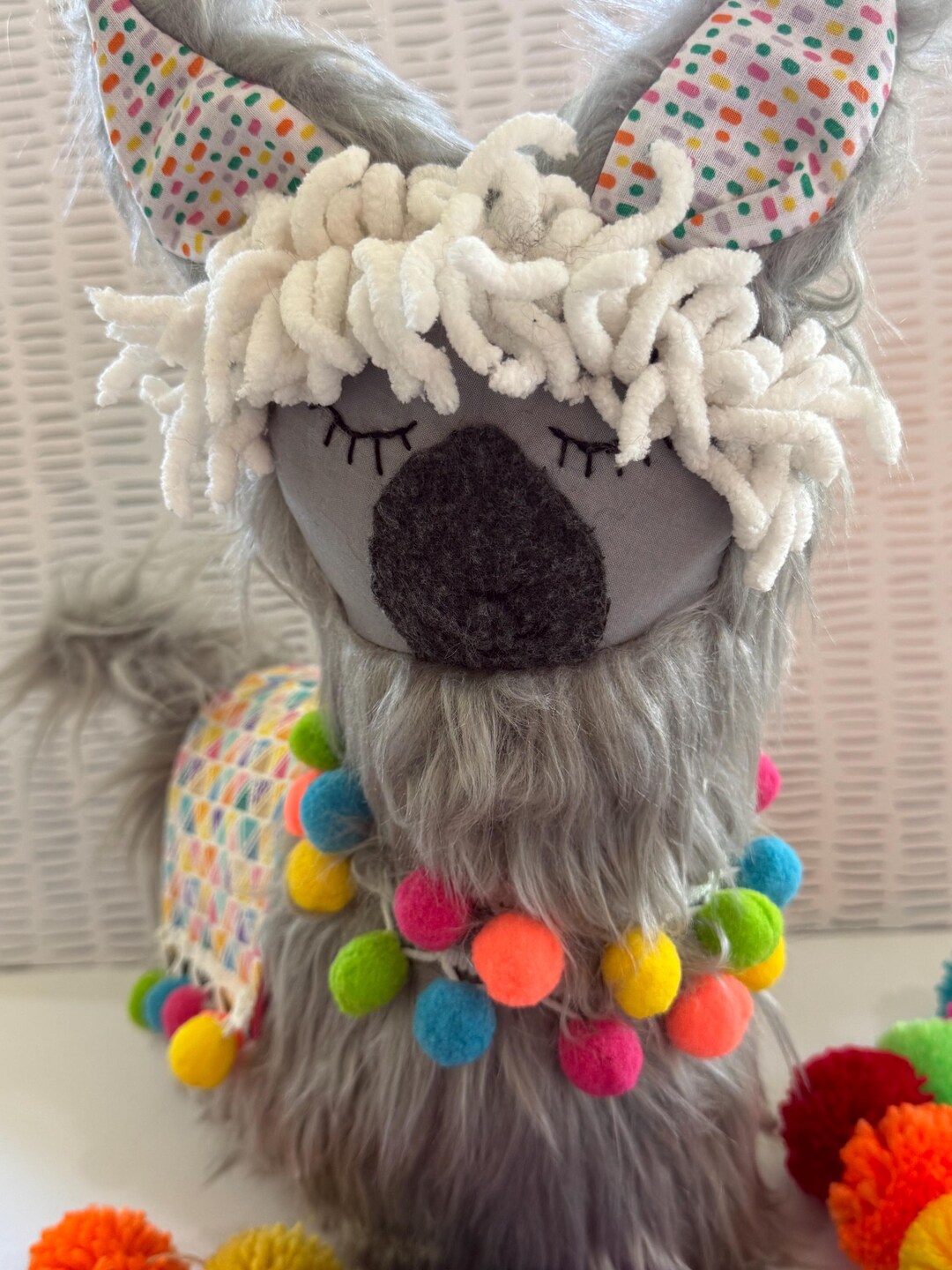 Furry Soft Grey Llama/alpaca Plushie With Reversible Saddle ,fabric ...
