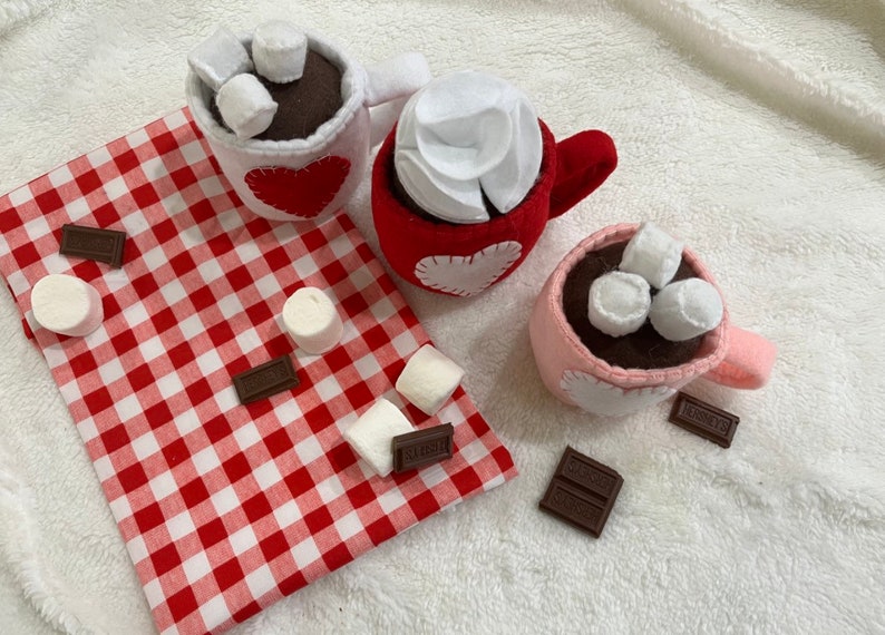Hot Chocolate Cocoa Felt Pretend Play Setplay Kitchentea Etsy 