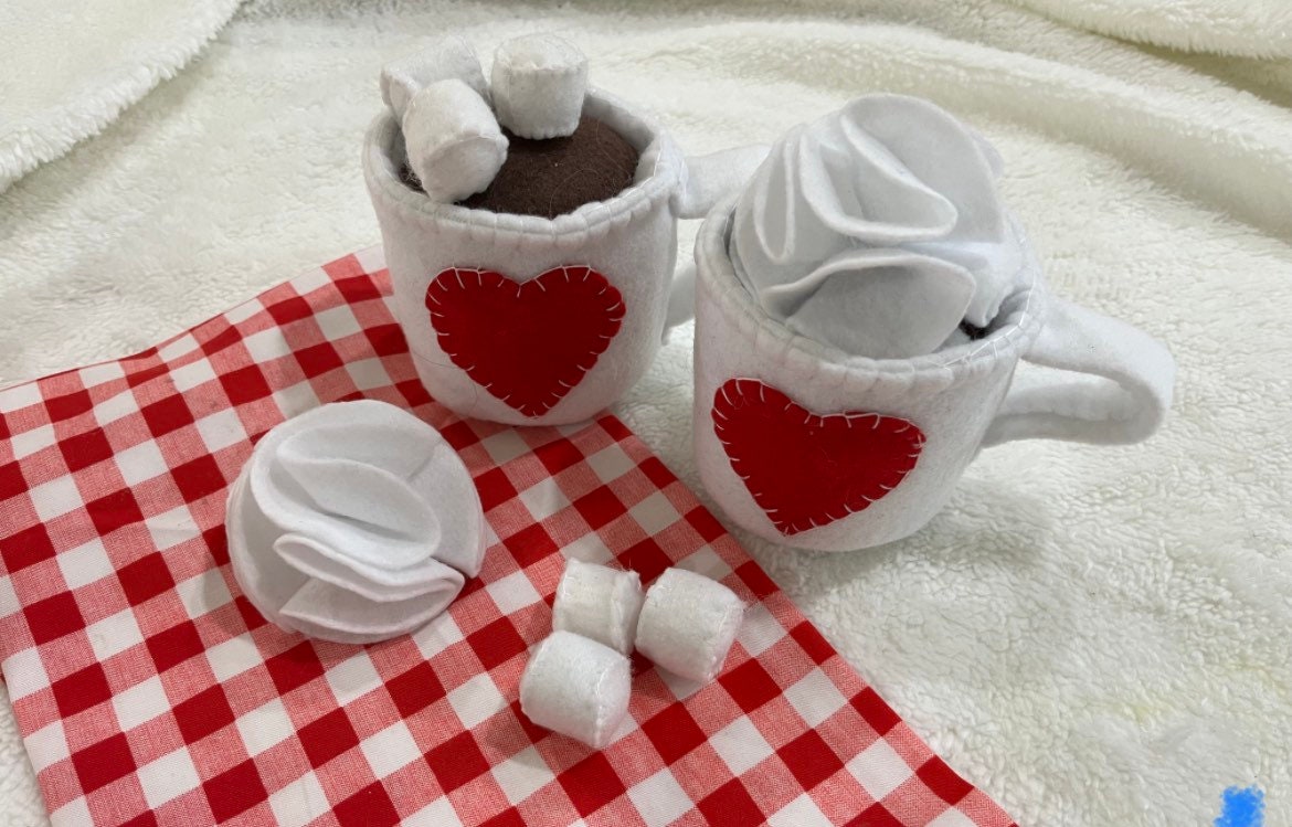 Hot Chocolate Cocoa Felt Pretend Play Set,play Kitchen,tea Party,felt ...
