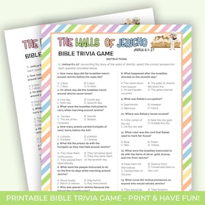 The Walls of Jericho Bible Story Activity, Bible Trivia Game for Kids ...