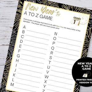 New Years A to Z Game, Printable New Year Game for Kids, Classroom ...